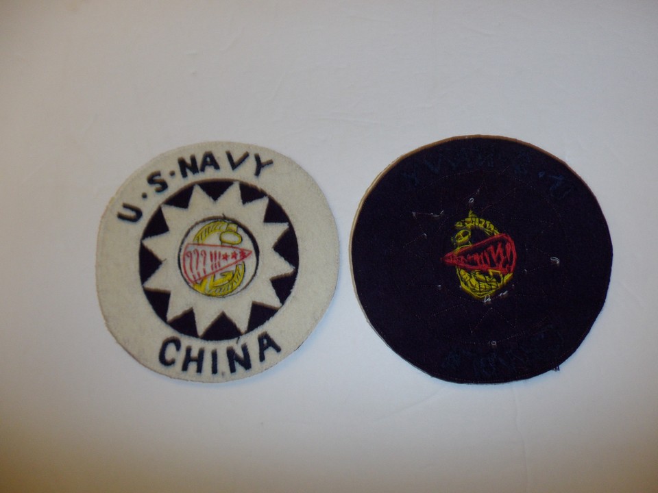b0945 WW2 US Navy OSS Strategic SACO pocket patch US Navy China white ...