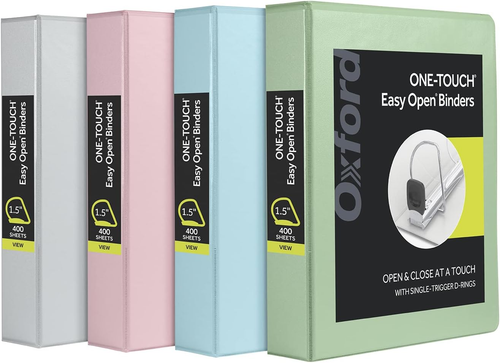 3 Ring Binders, Binders for School, 1.5 Inch One-Touch Easy Open D ...