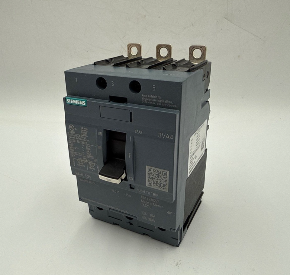 Siemens 3VA4195-4ED34-0AA0 Circuit Breaker 15A 3P 600V 3VA41 15 Amp 3 ...