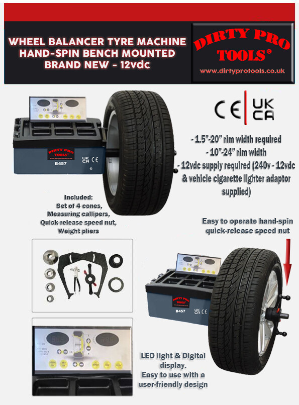 WHEEL BALANCER TYRE MACHINE HAND SPIN BENCH MOUNTED NEW 12vdc | eBay