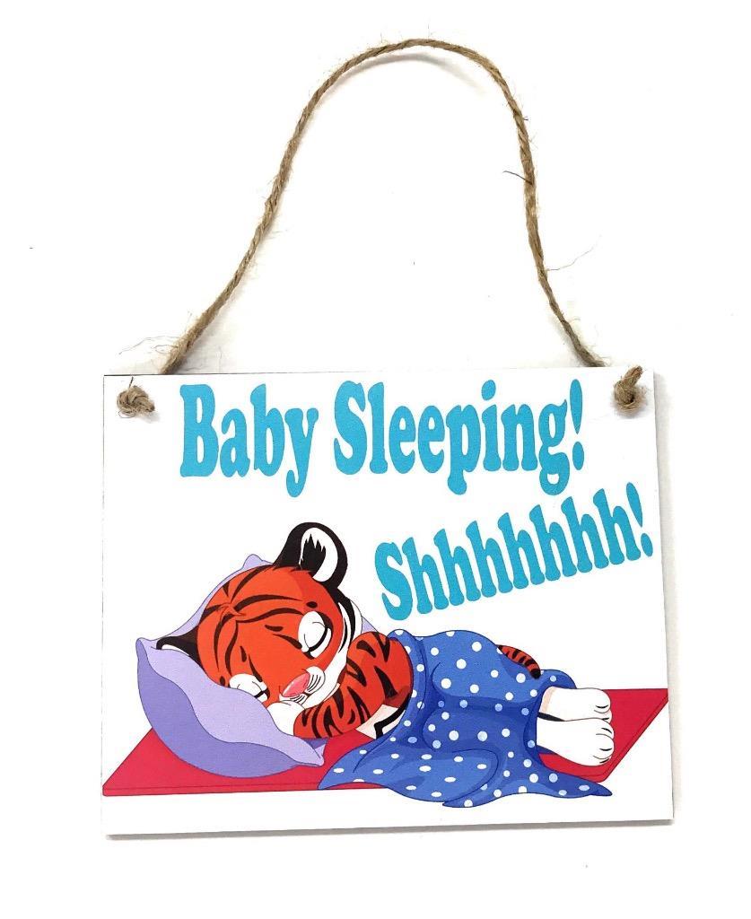 Shhhhhhh! Baby Sleeping with Tiger in Bed Adorable 5" x 4" Colorful ...