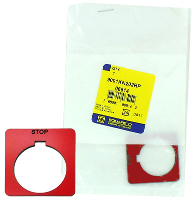 Square D 9001 KN202RP Legend Plate 30mm Red Pushbutton STOP Cover | eBay