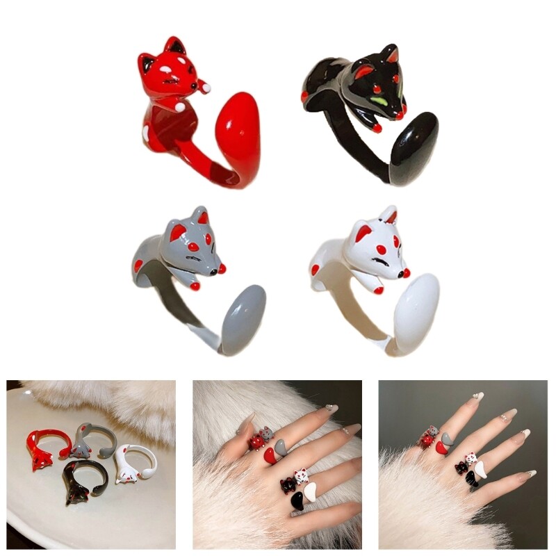 Trendy Foxes Opening Rings Elegant Resizable Finger Jewelry Foxes | eBay
