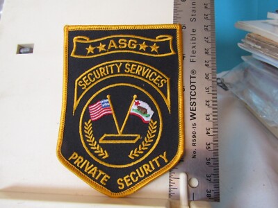 ASG Security Services Private Security patch Virginia NOS 5" tall black ...