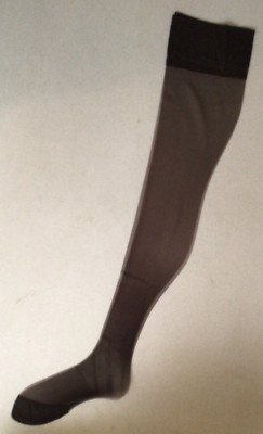 1 Pair Vintage Nylon Reinforced Toe Dark Taupe Thigh High Stockings ...