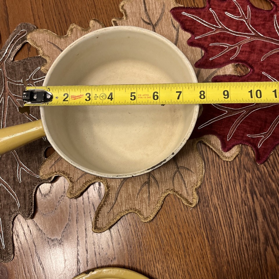 Vintage DESCOWARE FE 18 Pot Mustard Yellow Cast Iron Saucepan Cast Iron ...