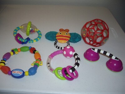 T2 EUC 6pc Lot Infant Baby Toys Bright Starts Nubby Sassy Others ...