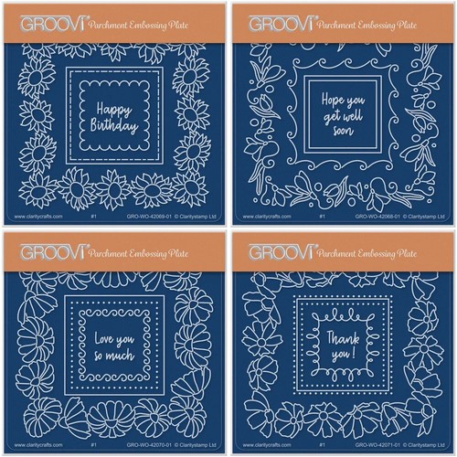Clarity Stamps Groovi Parchment Embossing A6 Plate - Square Floral ...