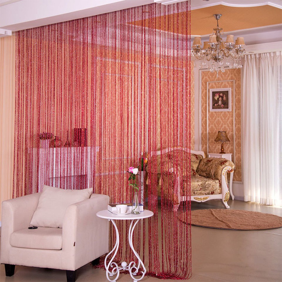 ANMINY Glitter String Door Curtain Room Dividers Fringe Window Panel ...