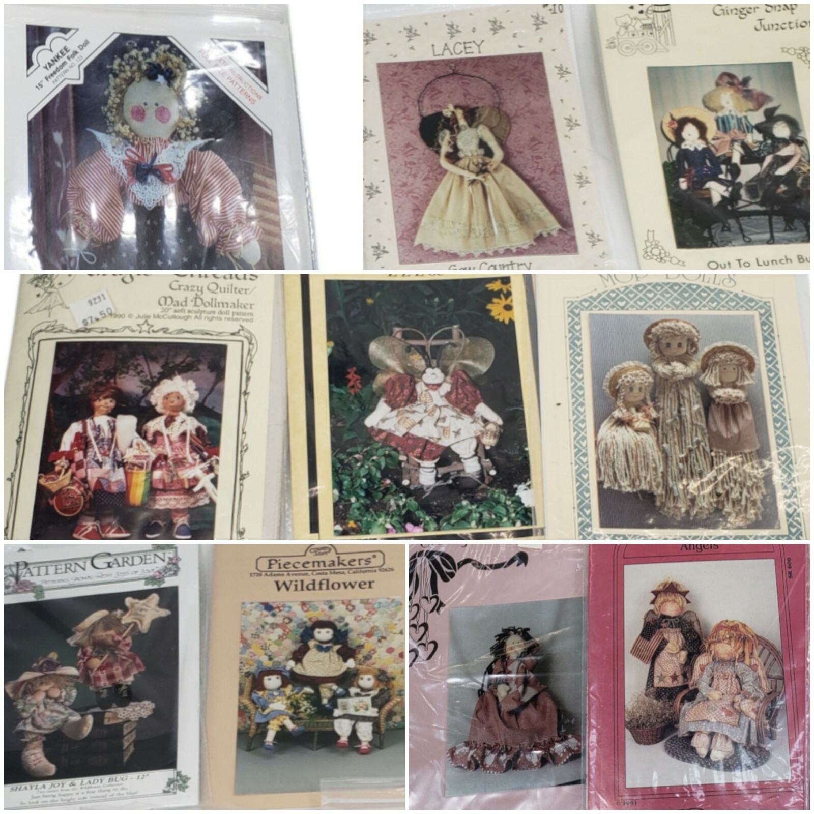 Doll Patterns Lot of 10 Magic Threads Ginger Snap Cotten Ginnys Pattern ...