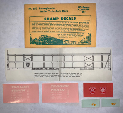 CHAMP HO DECAL PENNSYLVANIA/PRR TRAILER TRAIN AUTO RACK - ITEM #HC-653 ...