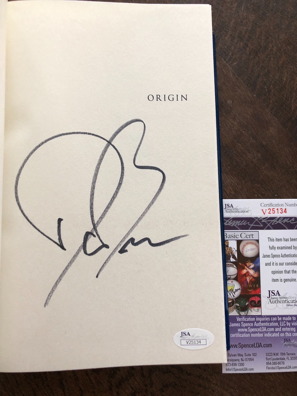 DAN BROWN SIGNED ORIGIN RARE AUTHOR JSA COA 1ST EDITION AUTHENTIC ...