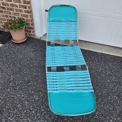 Jelly Folding Chaise Lounge Lawn Chair Cot Blue Beach Camp Pool Patio ...