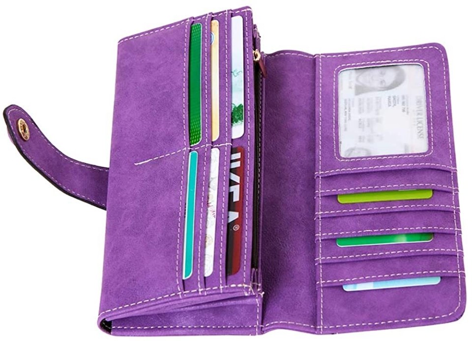Women's Leather Wallet Large Capacity Multi Card Organizer Ladies ...