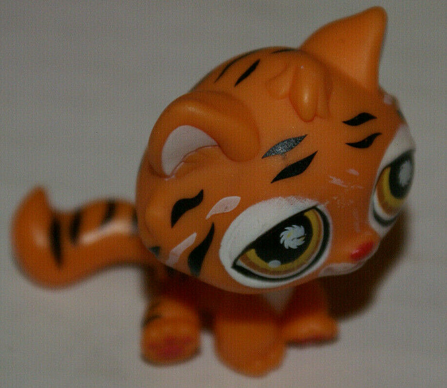 Littlest Pet Shop LPS Orange Bengal Tiger Cat #905 Brown Eyes Striped ...