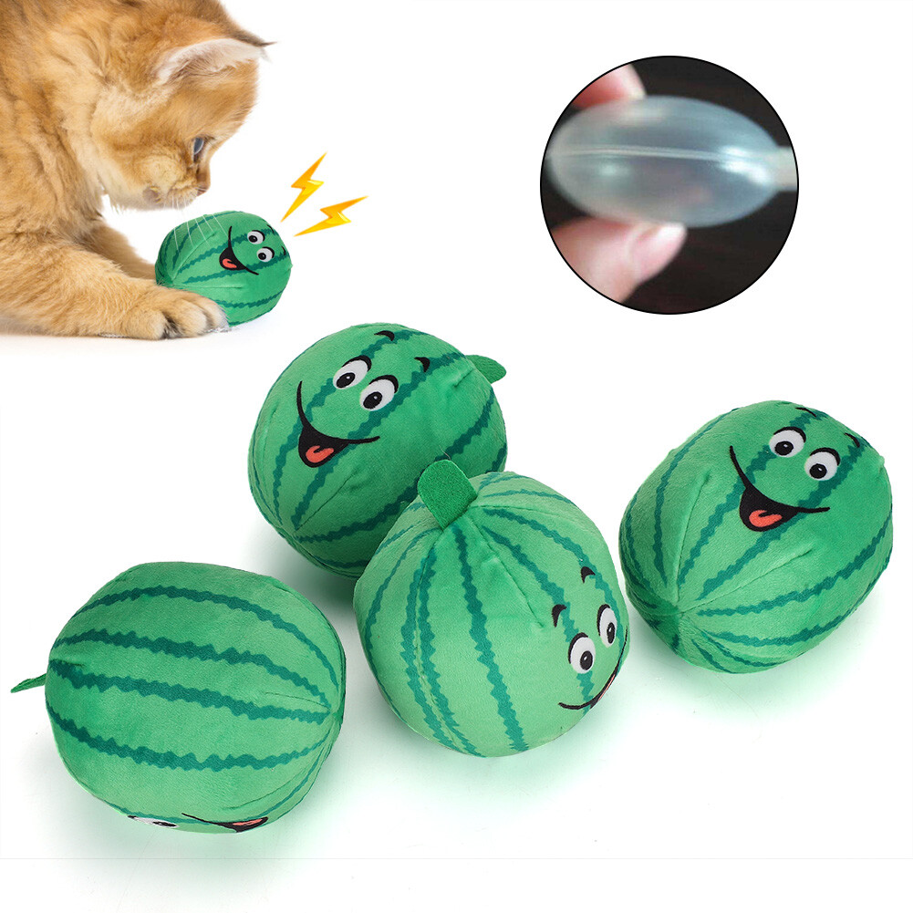 4Pcs Pet Soft Plush Watermelon Toy Dogs Cat Squeak Chew Toys ...