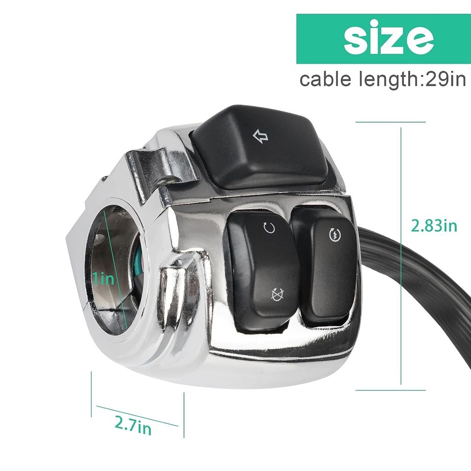 Chrome 1" Handlebar Control Switches+ Wiring Harness for Harley ...