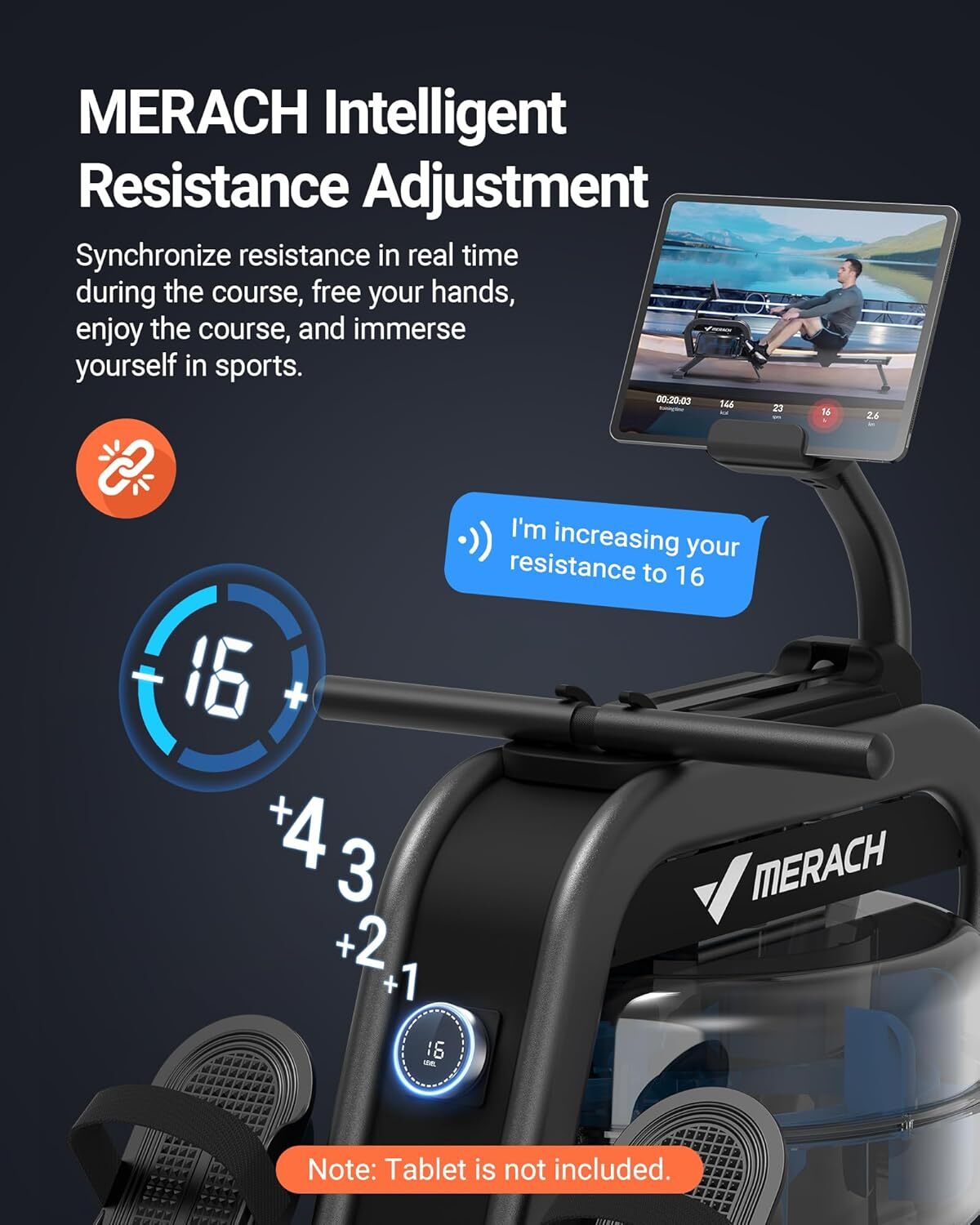 MERACH R06 Water Magnetic Rowing Machine Quiet Resistance Dual Slide ...