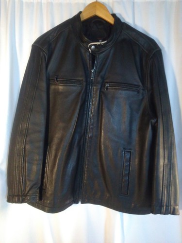 JF J. Ferrar Lambskin Leather Jacket Mens M Medium Black Full Zip ...