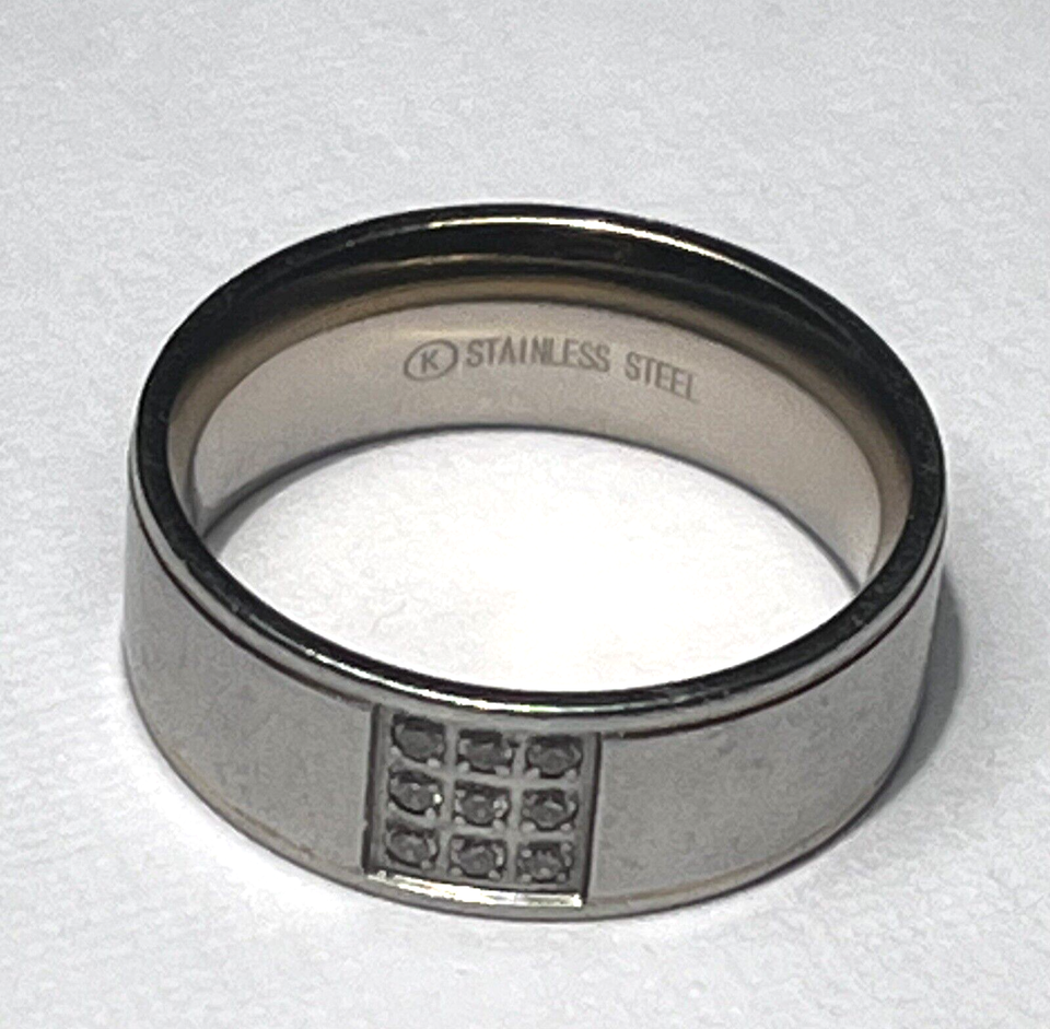 MEN'S SIZE 10 1/4" STONES HIGH POLISHES WEDDING BAND | eBay
