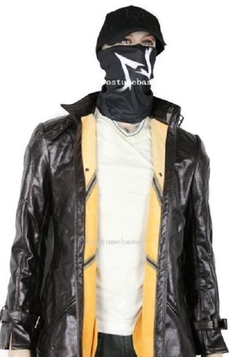WATCH DOGS COSTUME Trench Coat Mask Cap SET of 3 watchdogs Aiden Pearce ...