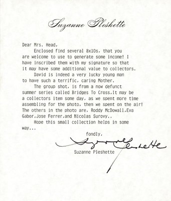 SUZANNE PLESHETTE - TYPED LETTER SIGNED | eBay