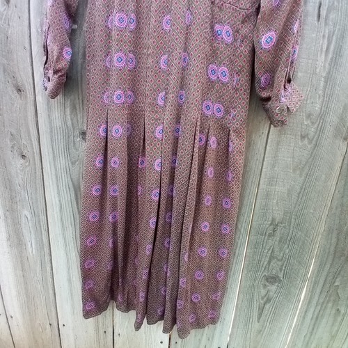 80s 90s BALDANZA 100% SILK DRESS WOMEN SZ 14 BUTTON CLOSURE SHOULDER ...