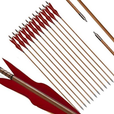 Archery Bamboo Arrows 32 inch Hunting Arrow for Recurve Longbow(Pack of ...