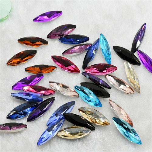 10x35mm Navette Glass Crystal Pointback Color Rhinestone Strass Stones ...