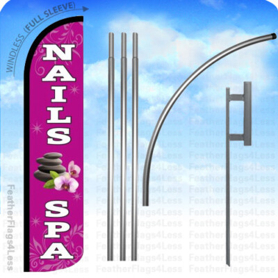 NAILS & SPA - Windless Swooper Flag KIT Feather Banner Sign 15' - pz | eBay