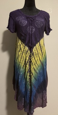 EUC Ana & Kate Purple, Yellow and Blue boho tie dye floral dress size ...