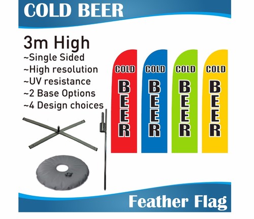 3m Outdoor COLD BEER Flag Banner Feather Flag with Base | eBay Australia