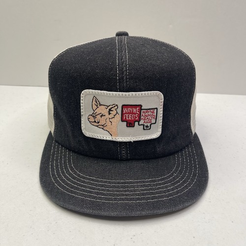 Vintage Wayne Feeds Pig Hog Patch K Products Black Denim SnapBack ...