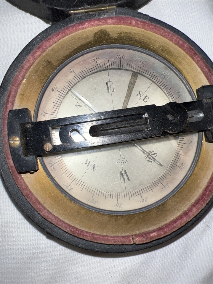 Antique Early 1900s Surveyor s Transit Brass Compass w/ Case Made in ...
