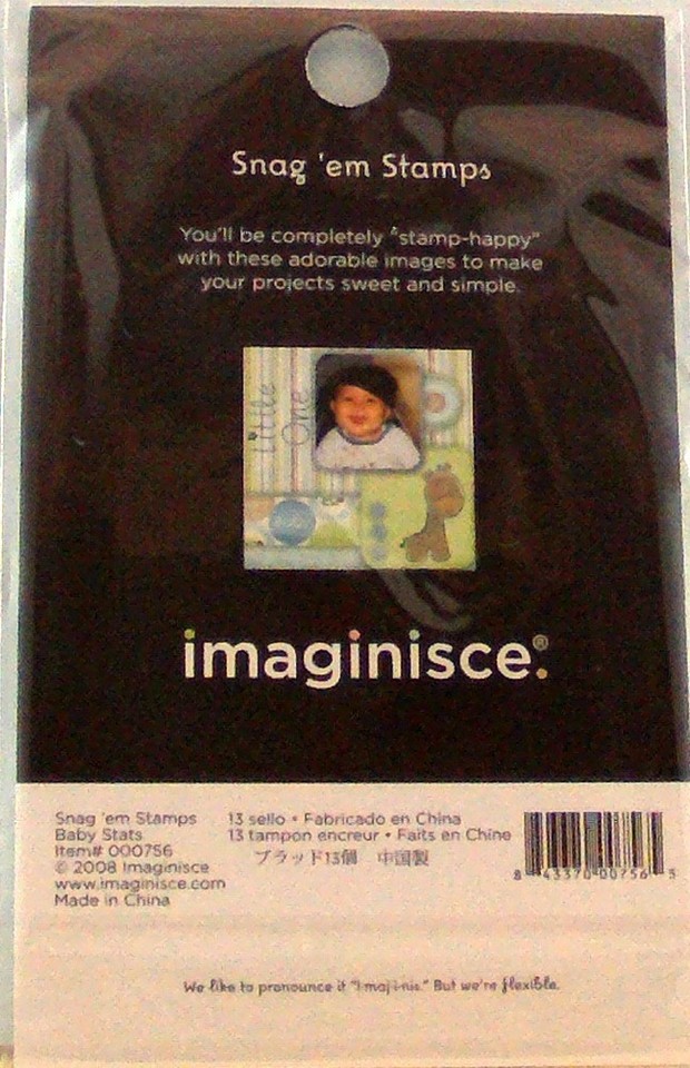 NEW IMAGINISCE CLEAR STAMP SET BIRTH ANNOUNCEMENT BOY GIRL BABY BOTTLE ...