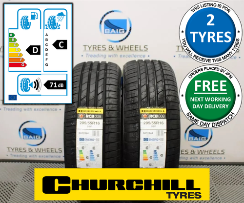 X2 205/55R16 205 55 16 91V CHURCHILL RCB008 BRAND NEW TYRES (PAIR OF ...