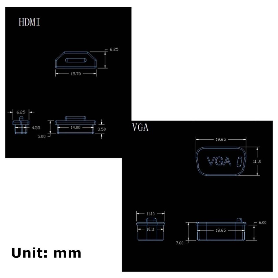 20Pcs VGA Anti Dust Protector PVC Soft Rubber A Type Female Plugs ...