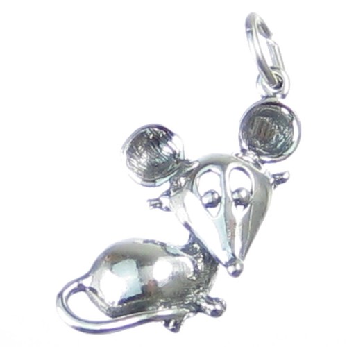 Mouse 2D sterling silver charm .925 x 1 Mice Rat Rats charms --SFP- | eBay