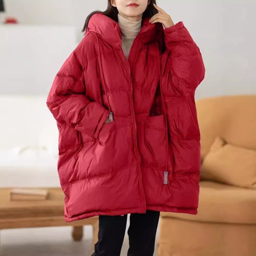 Winter Oversized Puffer Coat Duck Down Loose Hooded Jacket Womens ...
