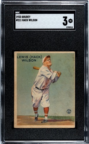 1933 Goudey Baseball Hack Wilson RC # 211 SGC 3 VG | eBay