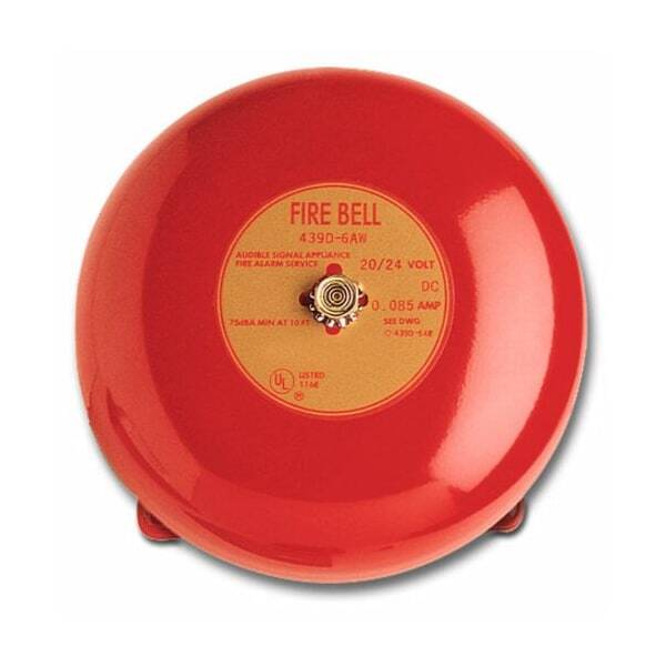 Edwards Signaling 439D-6Aw-R Fire Bell,Red,H 3 11/32 X L 6 X W 6 In | eBay