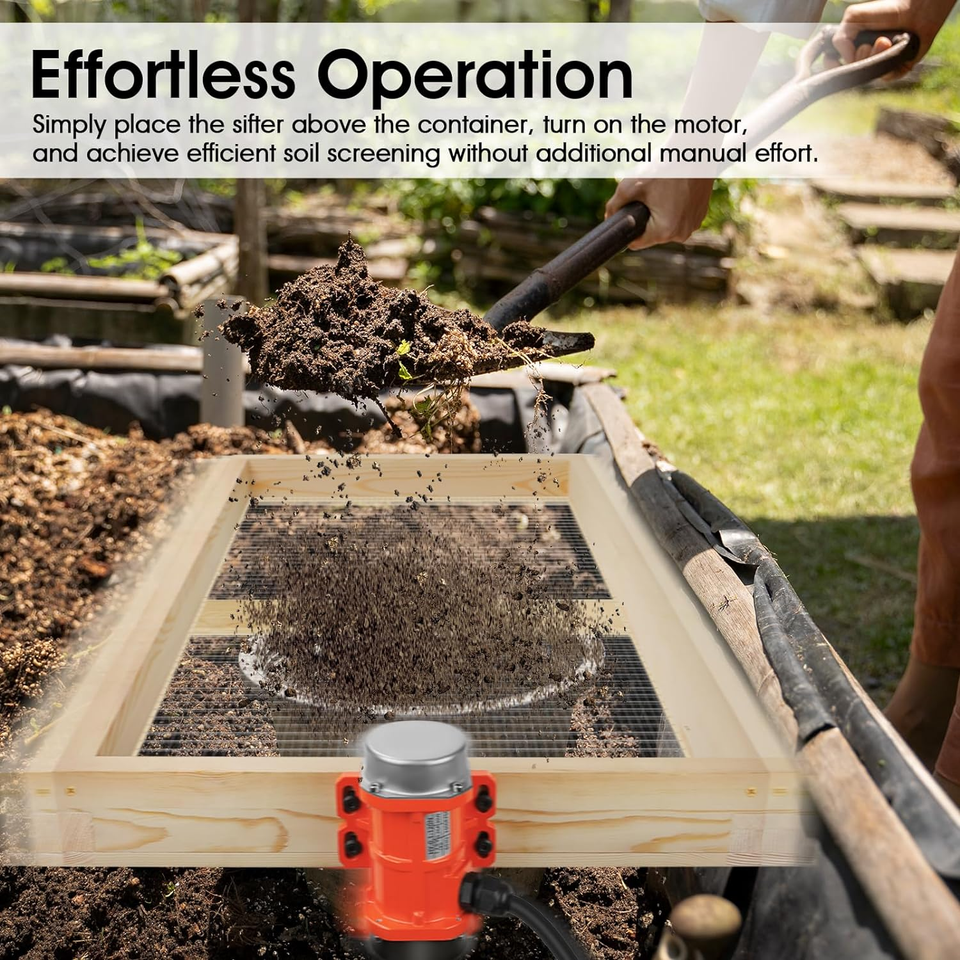 Soil Sifter with Vibration Motor Automatic Wooden Sifting Screen Sieve ...