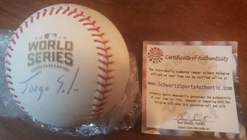 Jorge Soler Signed 2016 World Series Rawlings Baseball Chicago Cubs COA ...
