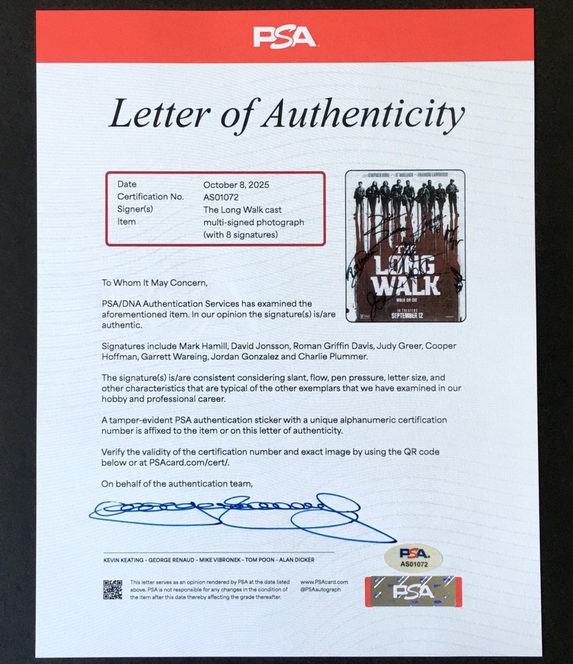 THE LONG WALK CAST 8 SIGNED 11X14 PHOTO PSA AUTOGRAPH MARK HAMILL ...