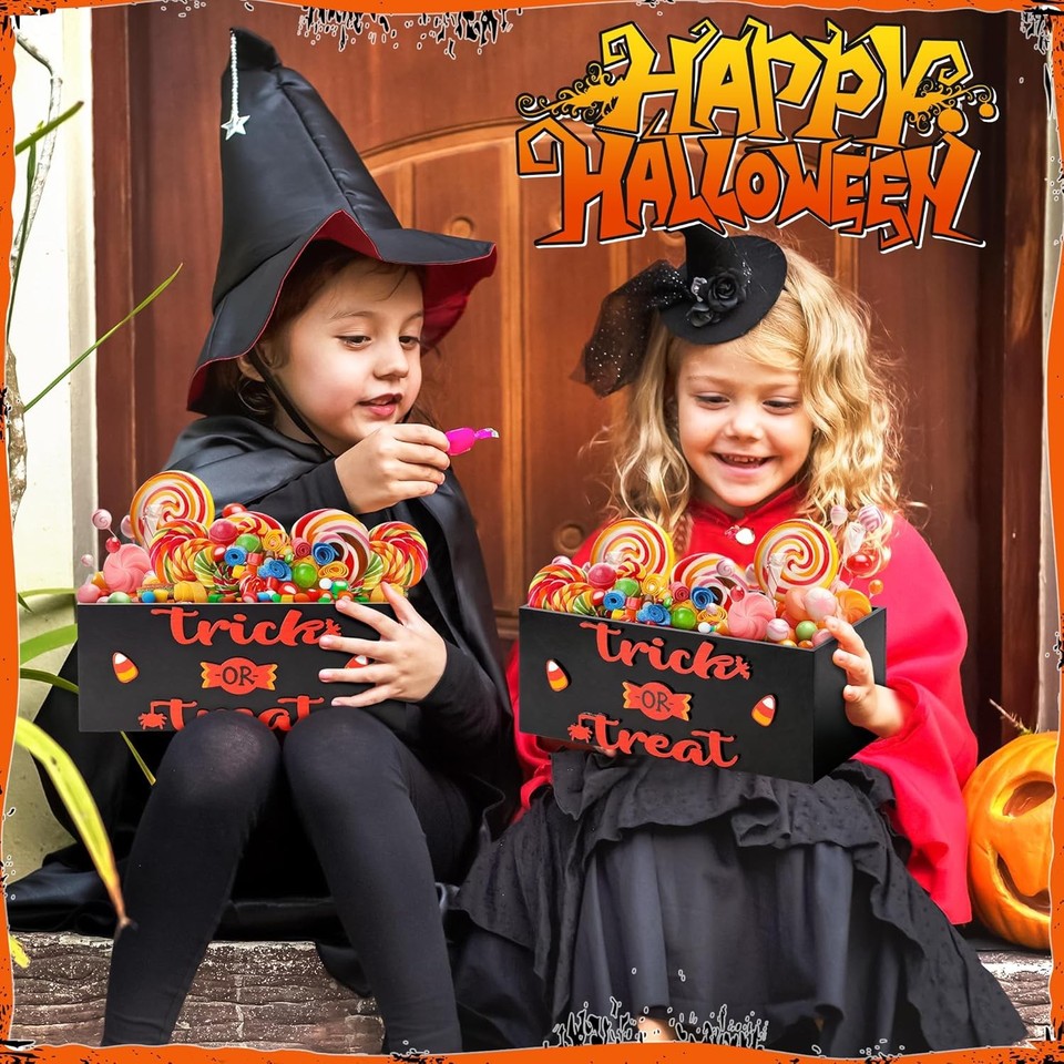 CJiangpo Halloween Candy Bowl Holder - Wooden Funny Trick or Treat ...