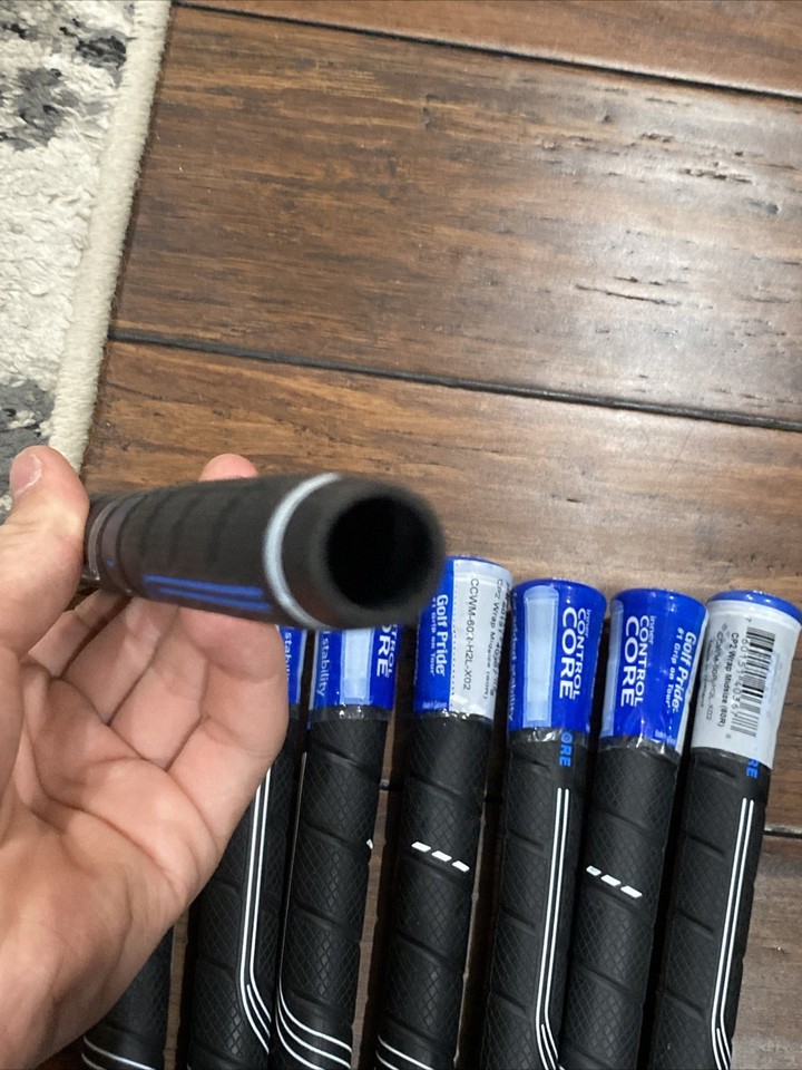 Qty 8 New GOLF PRIDE CP2 WRAP MIDSIZE (60R) GOLF GRIP BLACK/BLUE ...