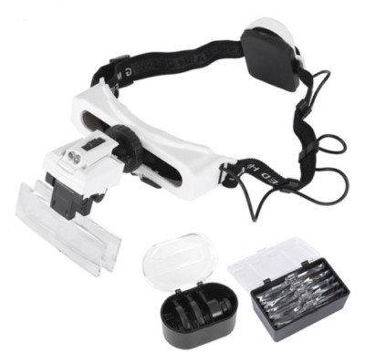 LED Illuminated Hands Free Magnifier Helmet Head Wearing Watch Repair ...