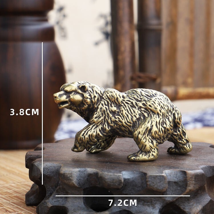 Solid Brass Bear Figurine Statue Animal Figurines Toys House Desktop ...