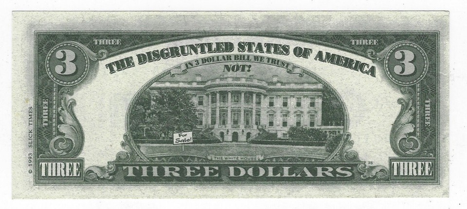 Old Orig. Paper Money Bill Clinton 3 Dollars 1993 Queer Reserve Note ...