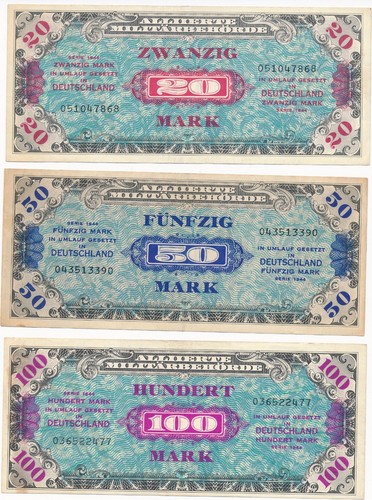 GERMAN MILITARY notes CURRENCY 1944 WW2 20/50/100 marks (a) | eBay